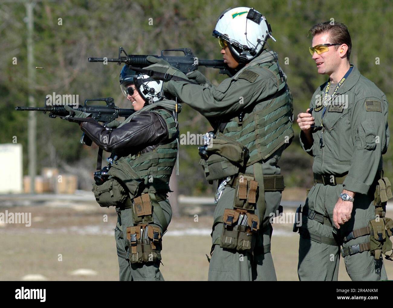 US Navy Aviation Warfare Systems Operators fire the M-16 Rifle during ...