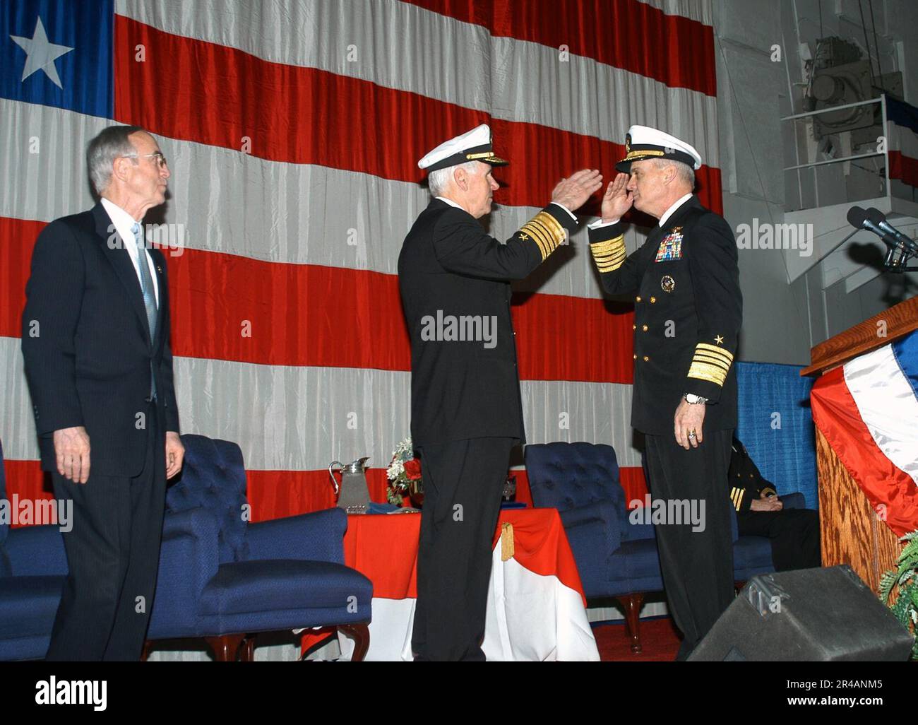 US Navy Admiral William J. Fallon, left, and Admiral John B. Nathman ...