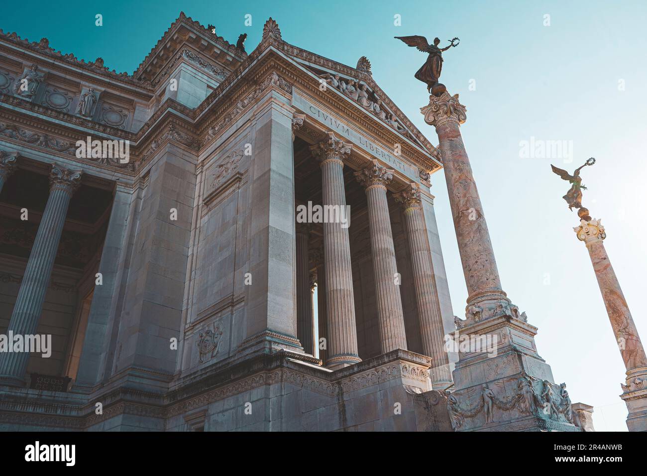 An architectural structure featuring four columns and a series of ...