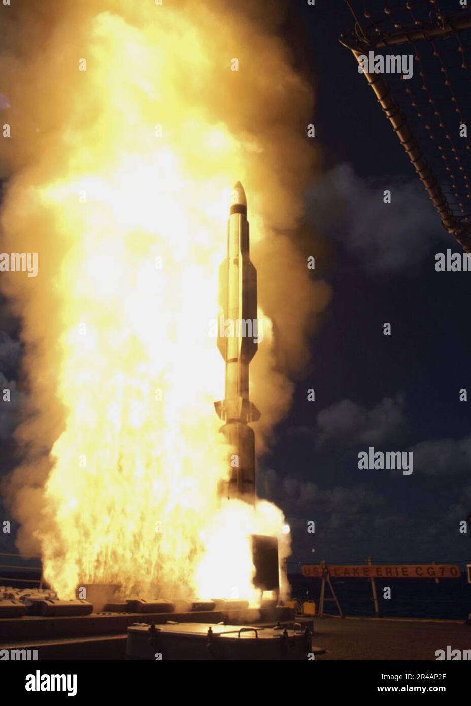 US Navy A Standard Missile-3 (SM-3) leaves the guided missile cruiser ...