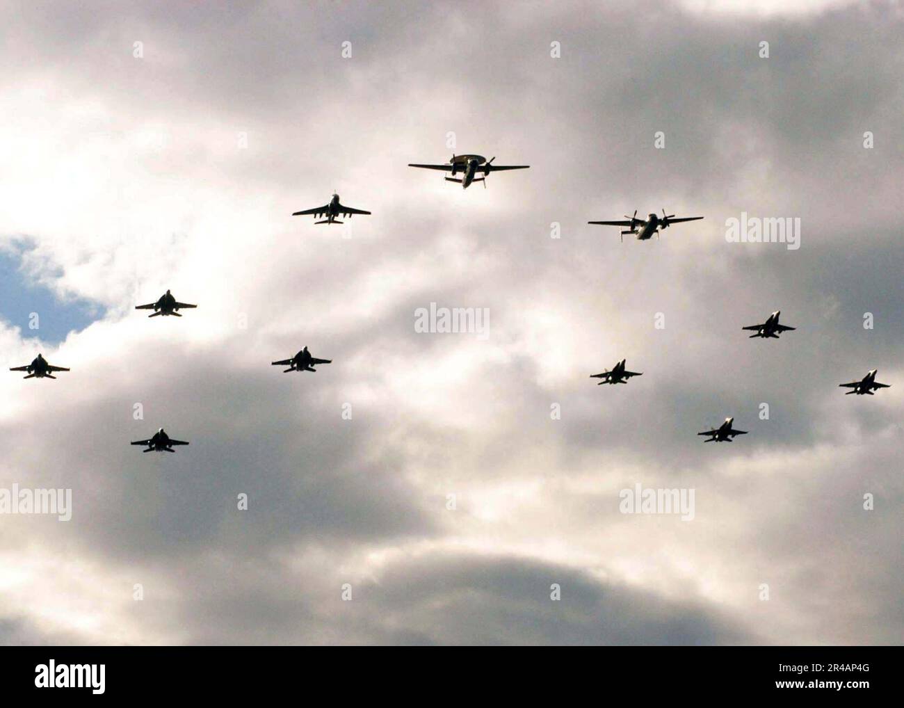 US Navy Aircraft assigned to Carrier Air Wing Two (CVW-2) fly in formation during an Air Power ...
