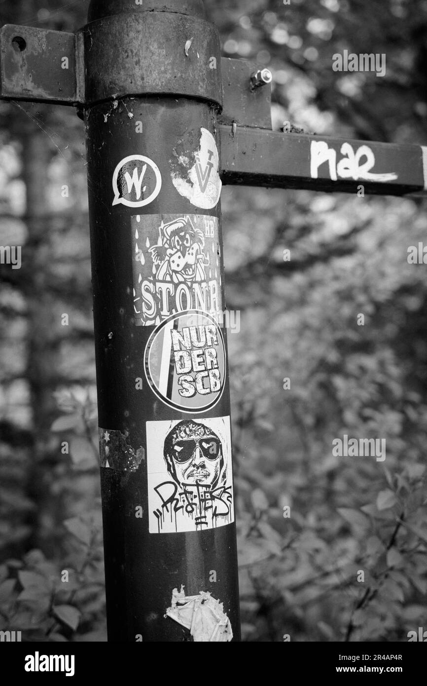 Pole sticker Black and White Stock Photos & Images - Alamy