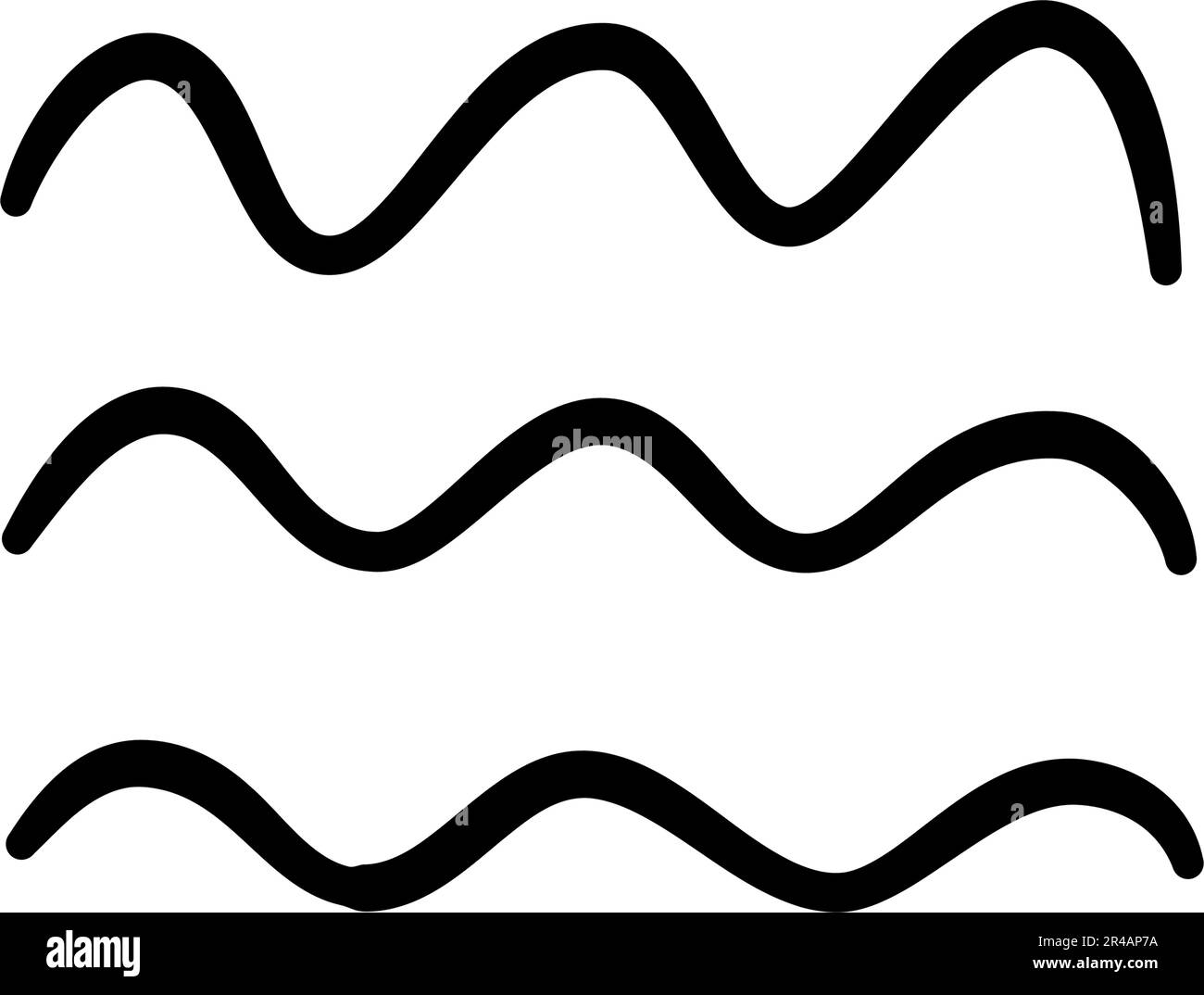 Doodle sea wave icon. Hand drawn simple wavy line. Sea storm scribble ...