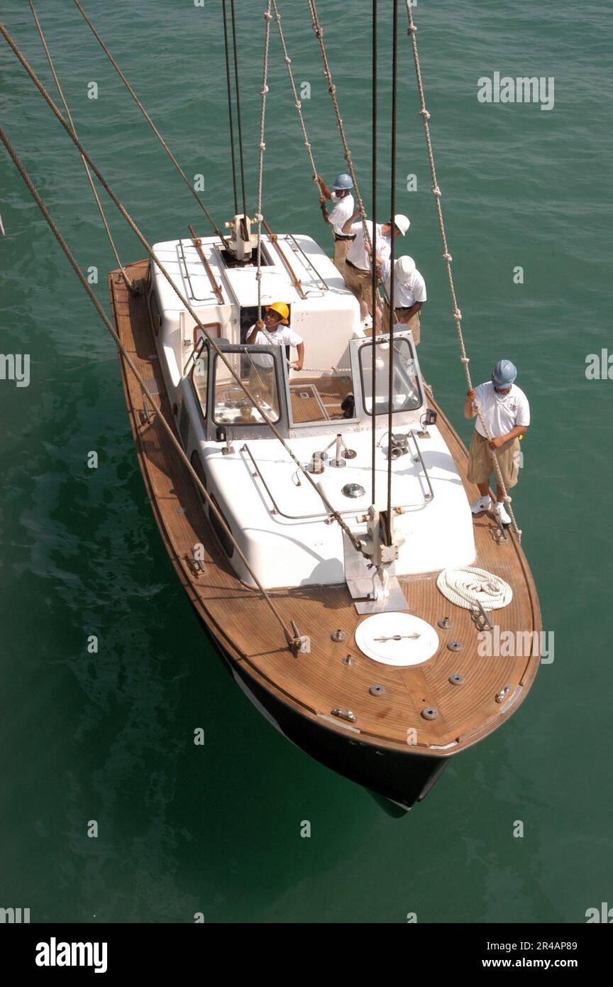 US Navy Boatswain's Mates aboard the command ship USS Blue Ridge (LCC ...