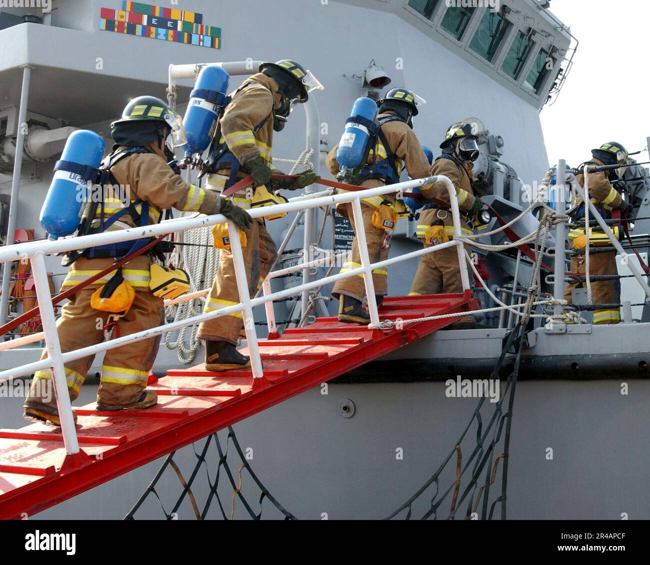 US Navy Members of Naval Support Activity (NSA) Bahrain's Emergency ...