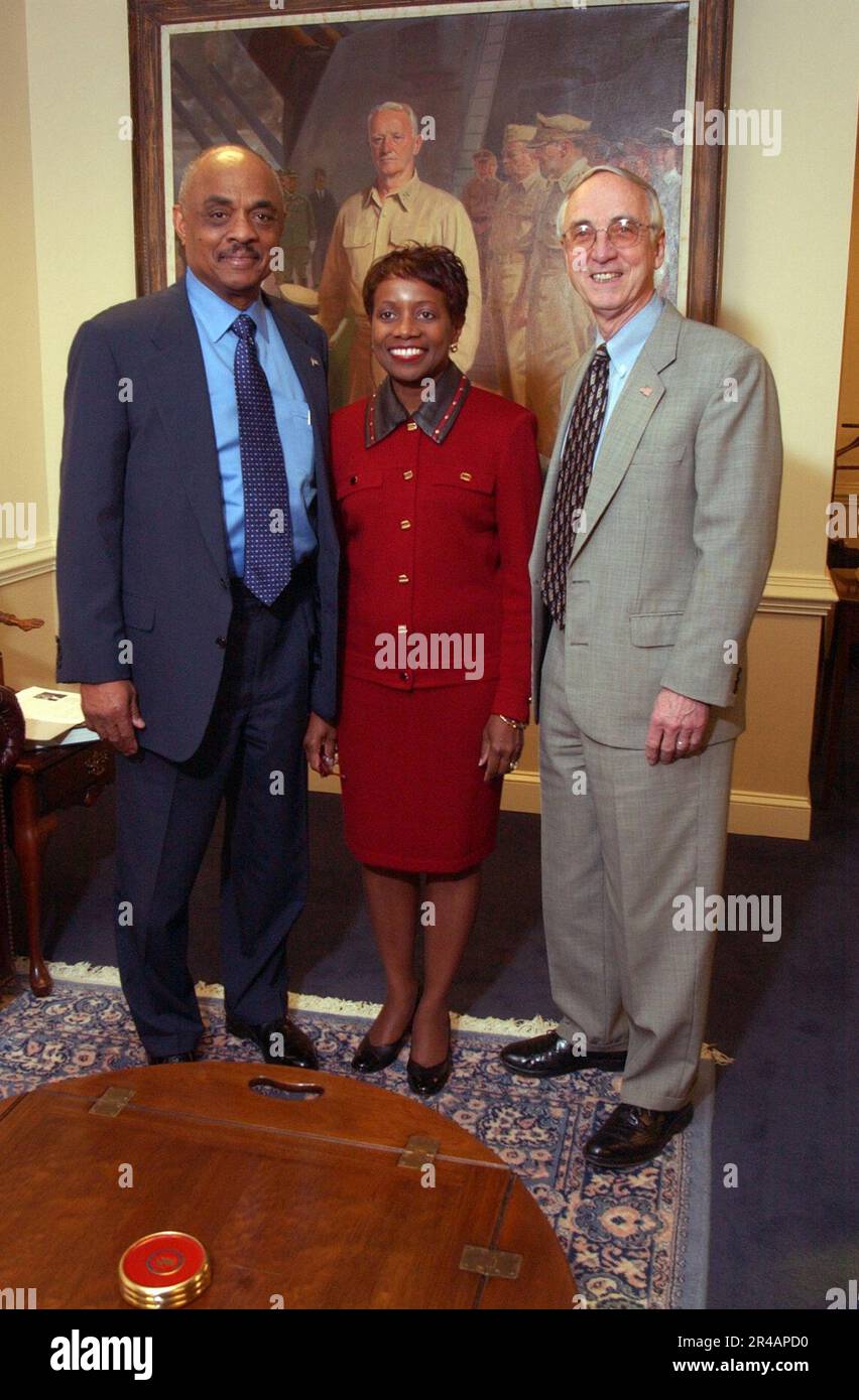 US Navy Secretary of the Navy (SECNAV) Gordon England poses for a ...