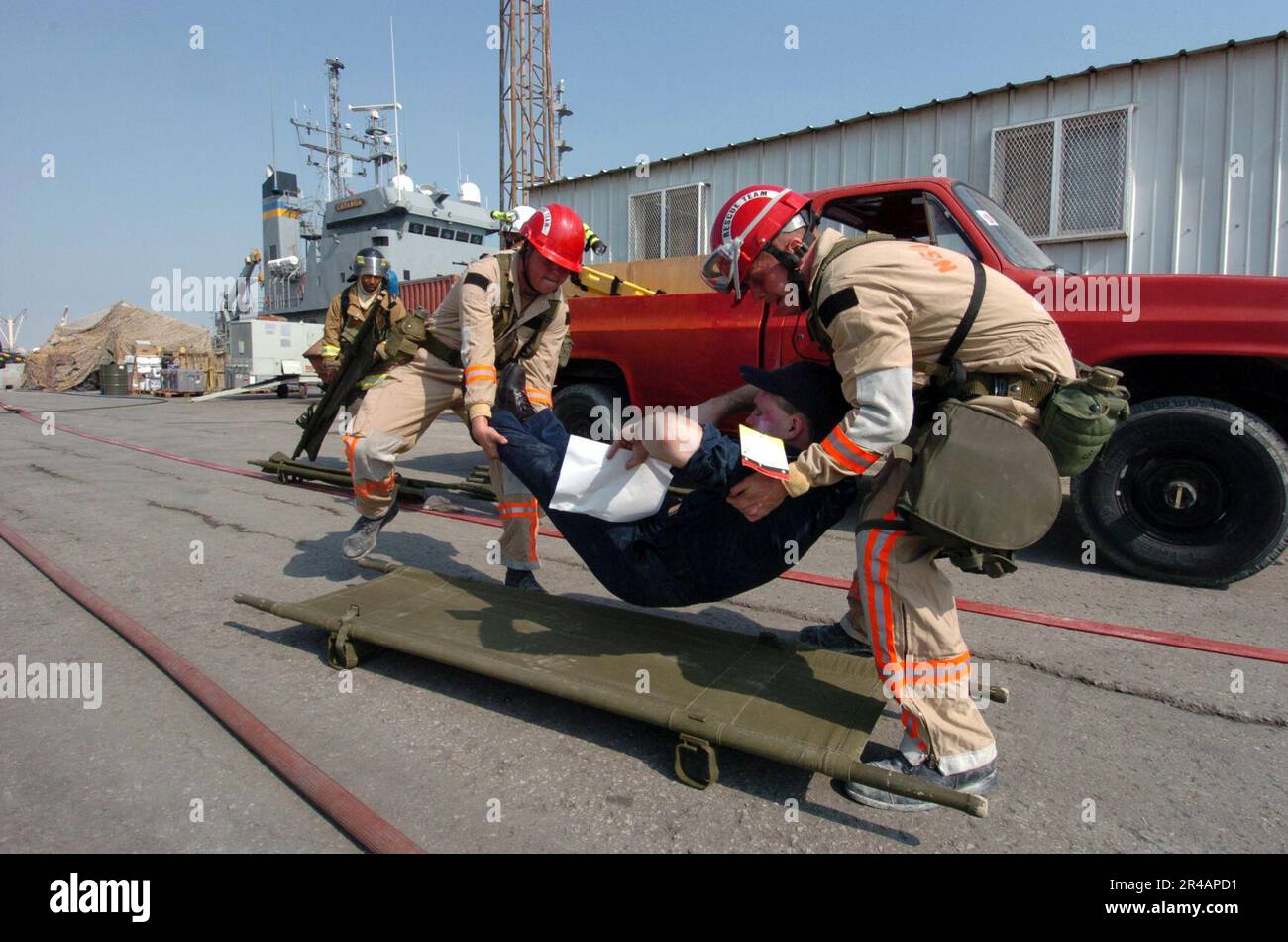 US Navy Members of Naval Support Activity (NSA) Bahrain's Emergency ...