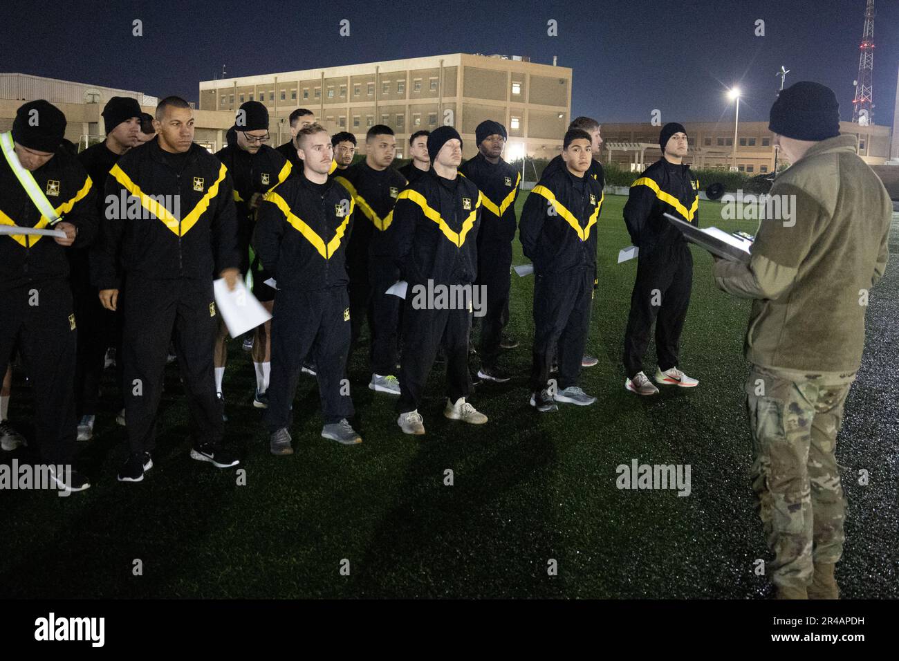 U.S. Army Reserve Soldiers stand in a formation as they wait to conduct ...