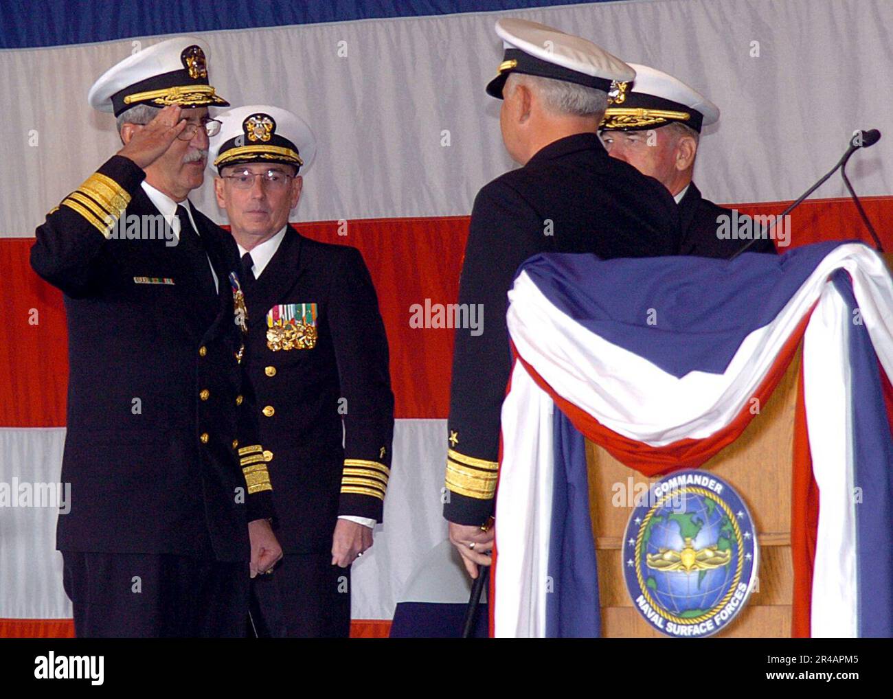 US Navy Rear Adm. Terrance T. Etnyre, right, relieves Vice Adm. Timothy ...