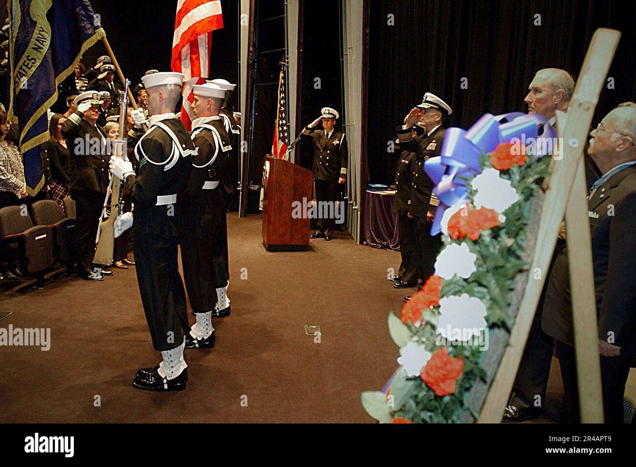 US Navy A U.S. Navy color guard presents the Colors during a ceremony ...