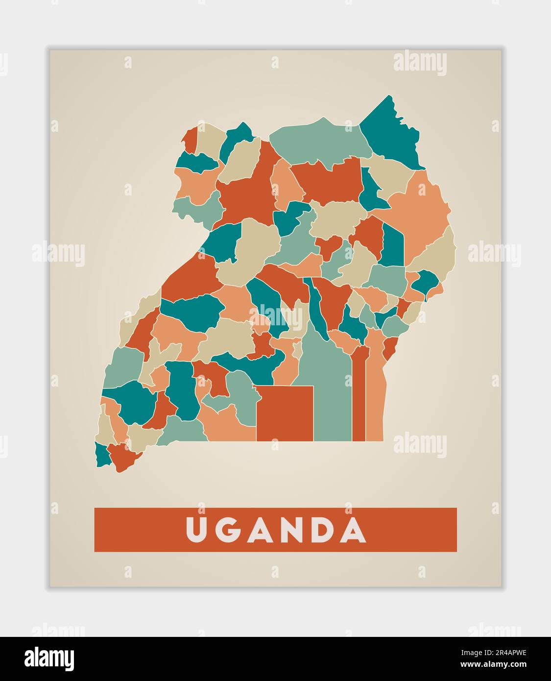 Uganda poster. Map of the country with colorful regions. Shape of ... Uganda poster. Map of the country with colorful regions. Shape of ...