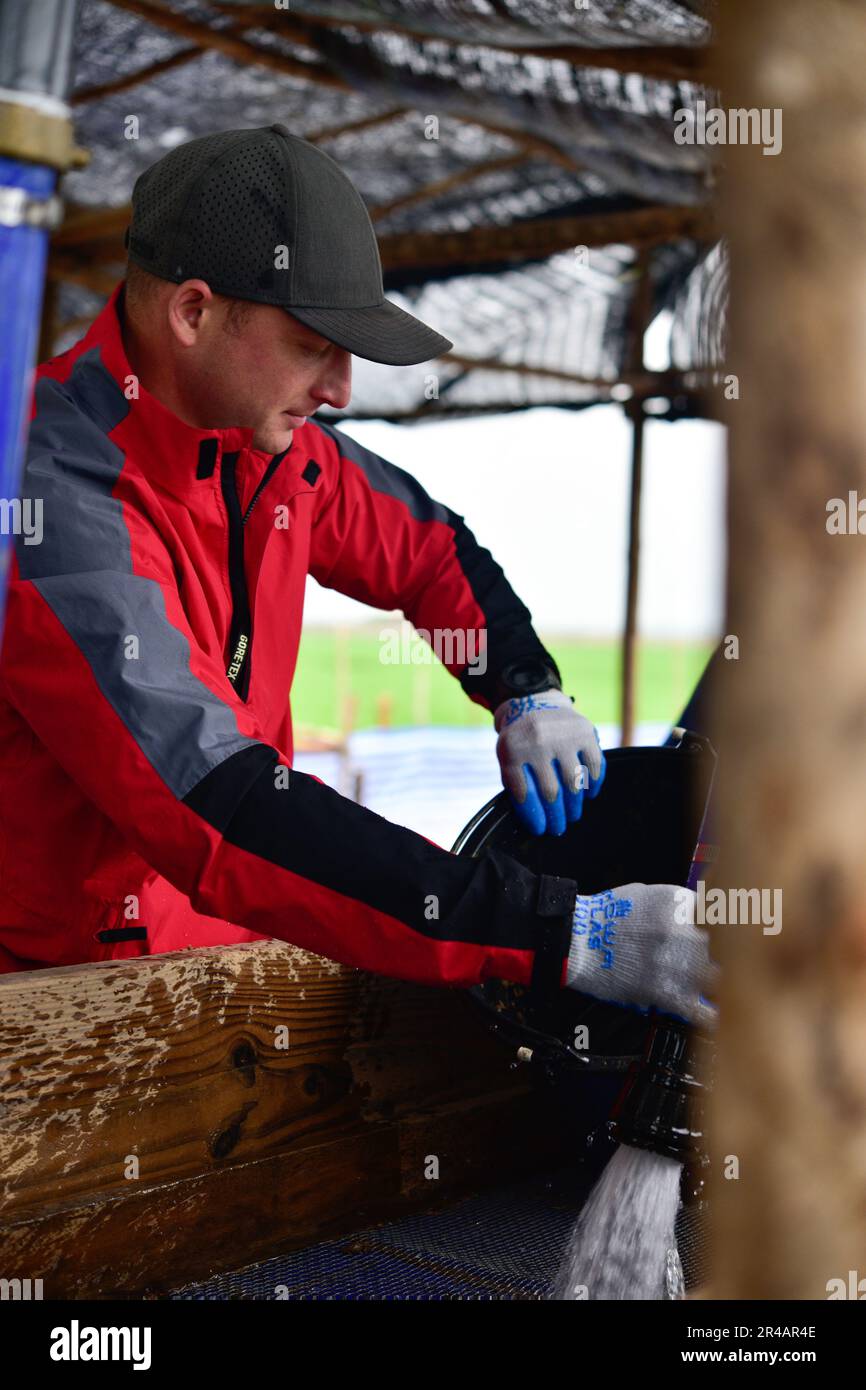 U.S. Army Capt. William Ryan, recovery team leader, clears debris from ...
