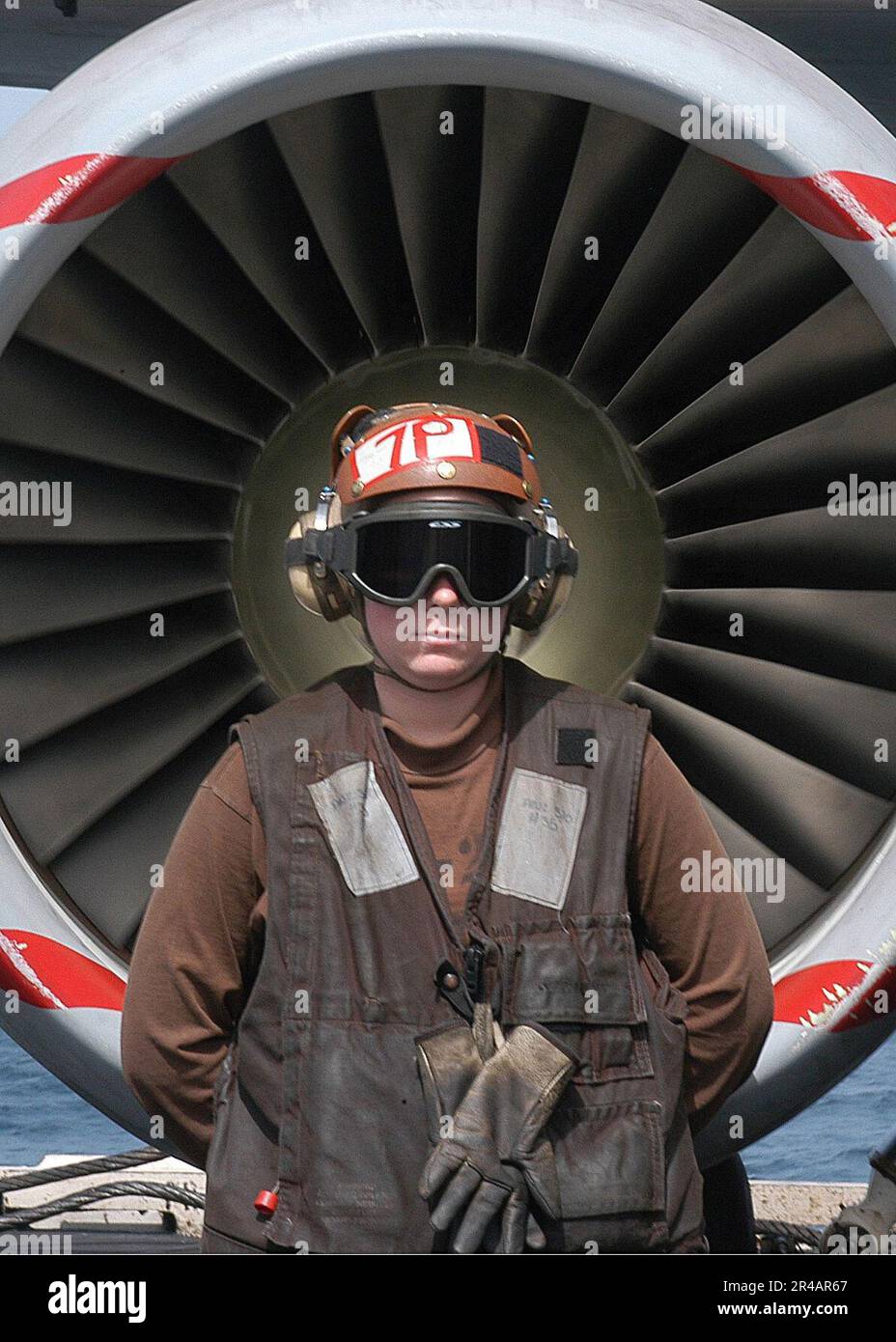 US Navy A plane captain assigned to the Checkmates of Sea Control ...