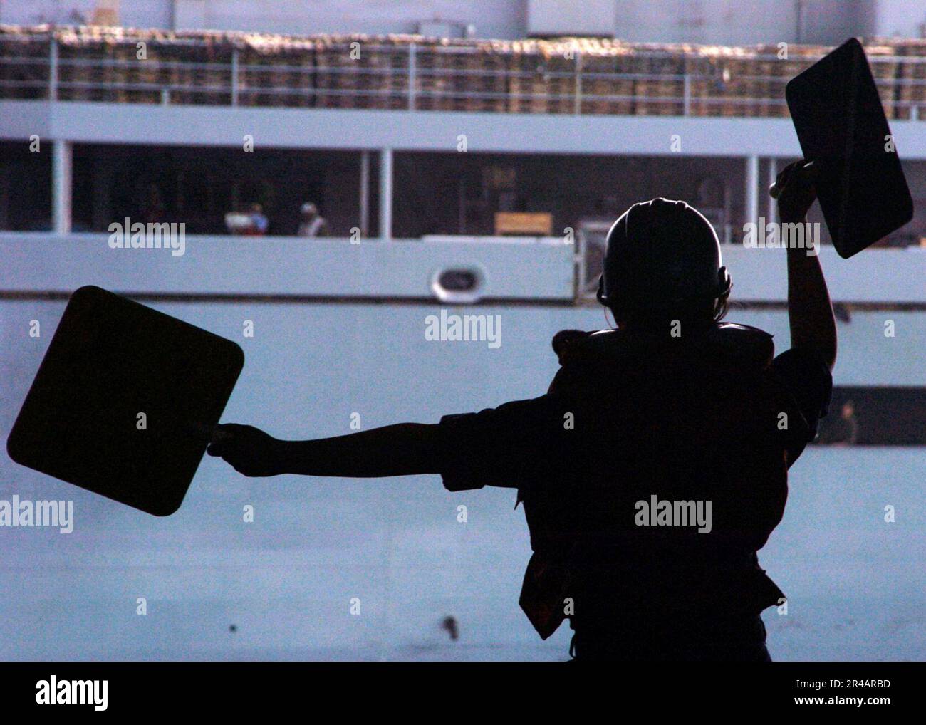 US Navy A Deck Seaman aboard the Nimitz-class aircraft carrier USS ...