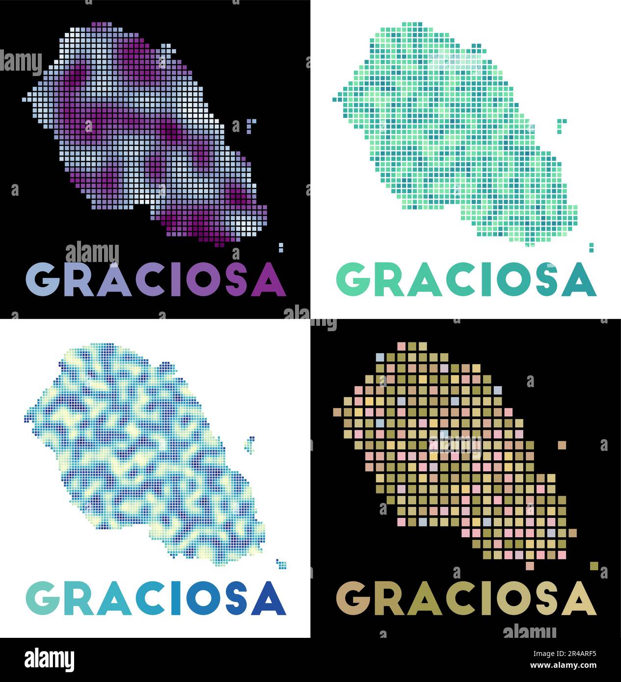 Graciosa map. Collection of map of Graciosa island in dotted style ...