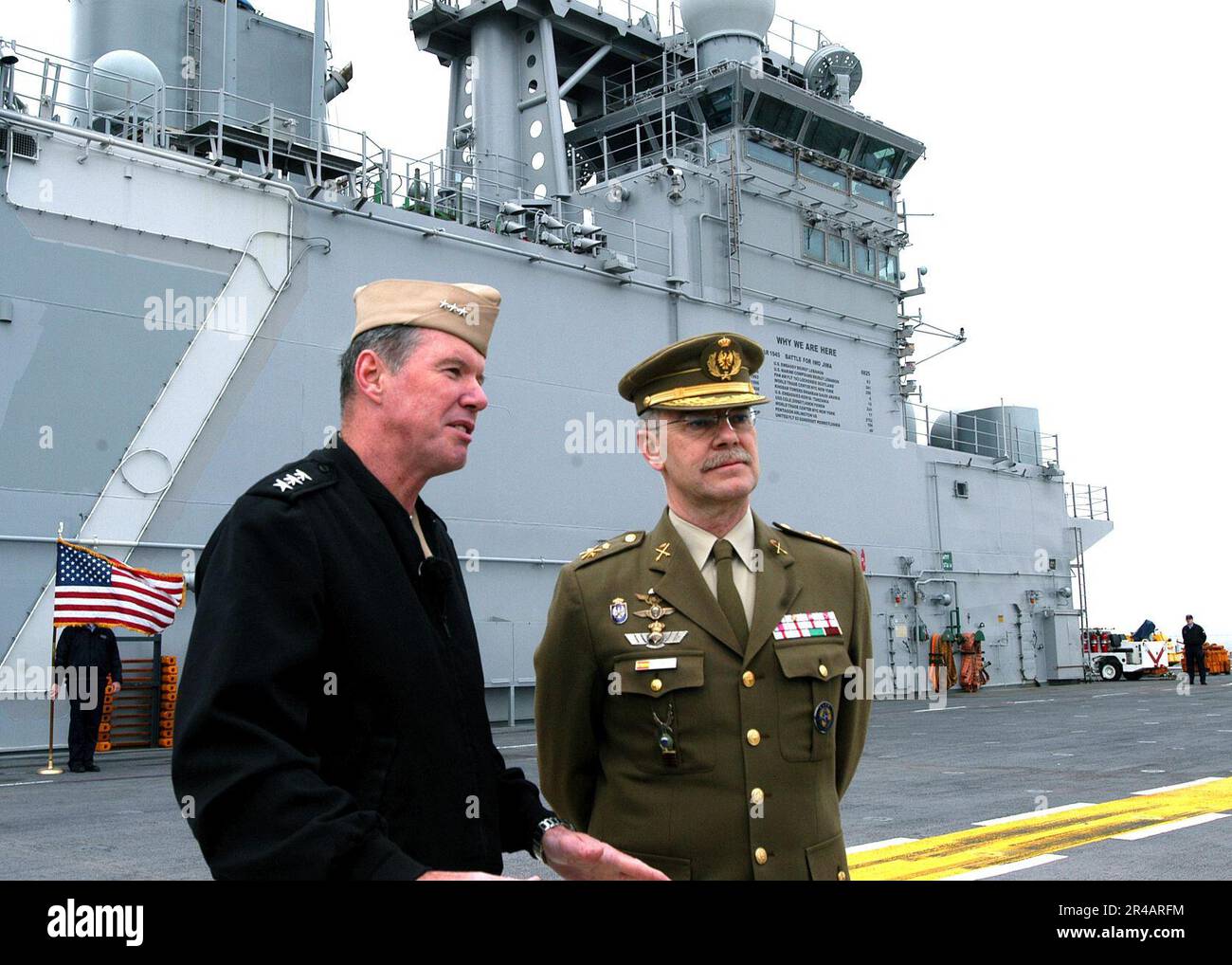 US Navy Vice Adm. Mark Fitzgerald speaks with Spanish Army Maj. Gen ...