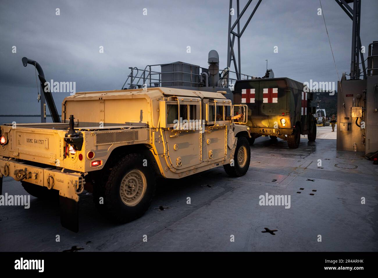 U.S. Marine Corps vehicles with 3rd Landing Support Battalion, prepare ...