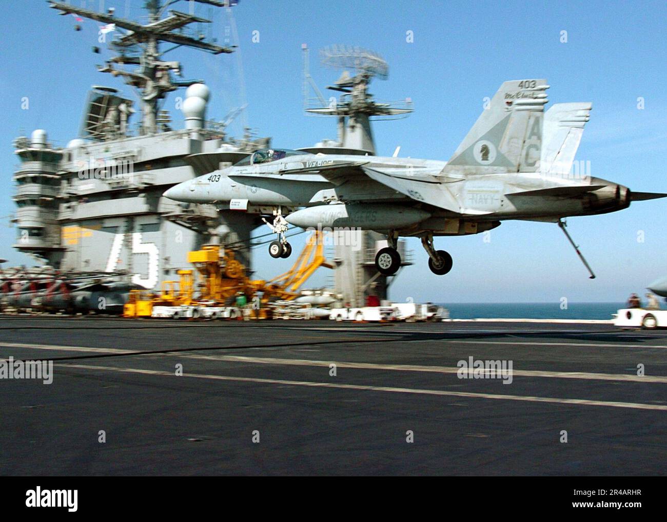 US Navy With tail hook extended, an F-A-18C Hornet from the ...