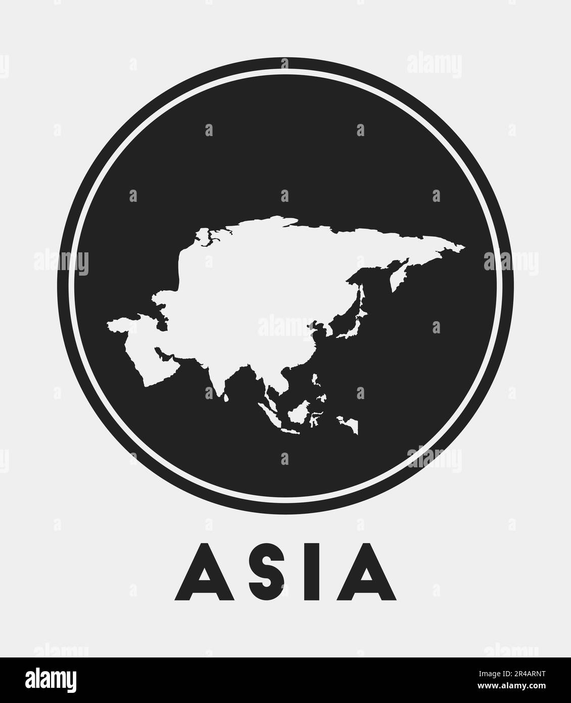 Asia icon. Round logo with continent map and title. Stylish Asia badge ...