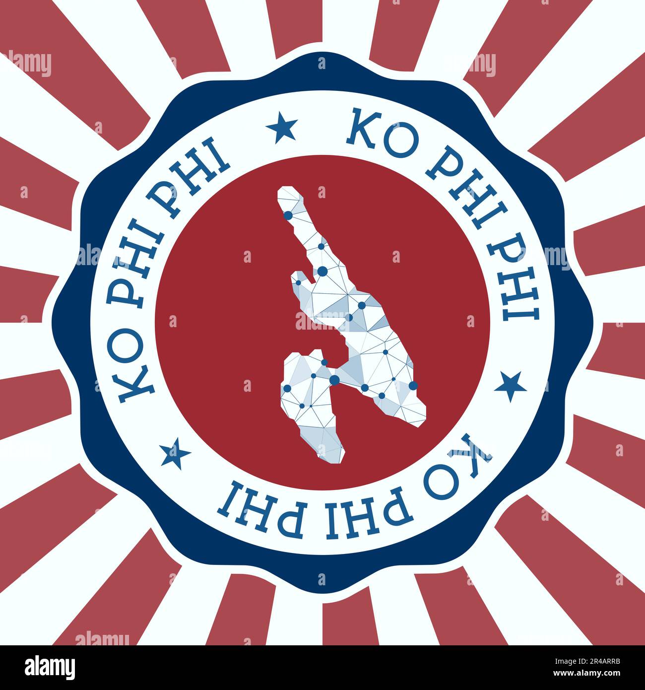 Ko Phi Phi Badge. Round logo of island with triangular mesh map and ...