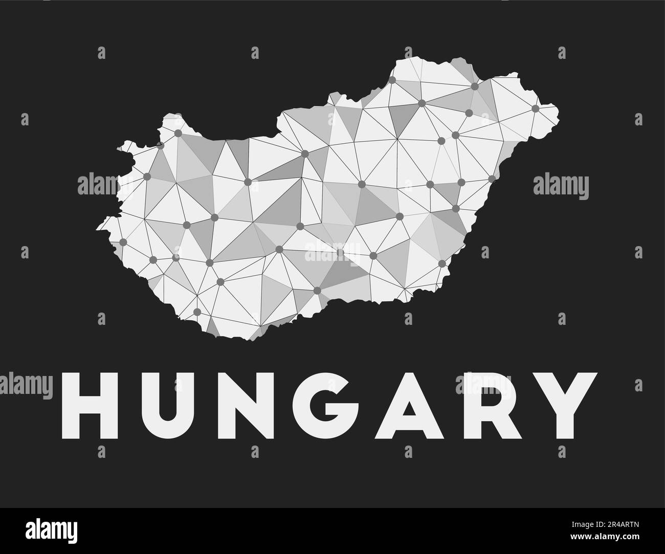 Hungary - communication network map of country. Hungary trendy ...