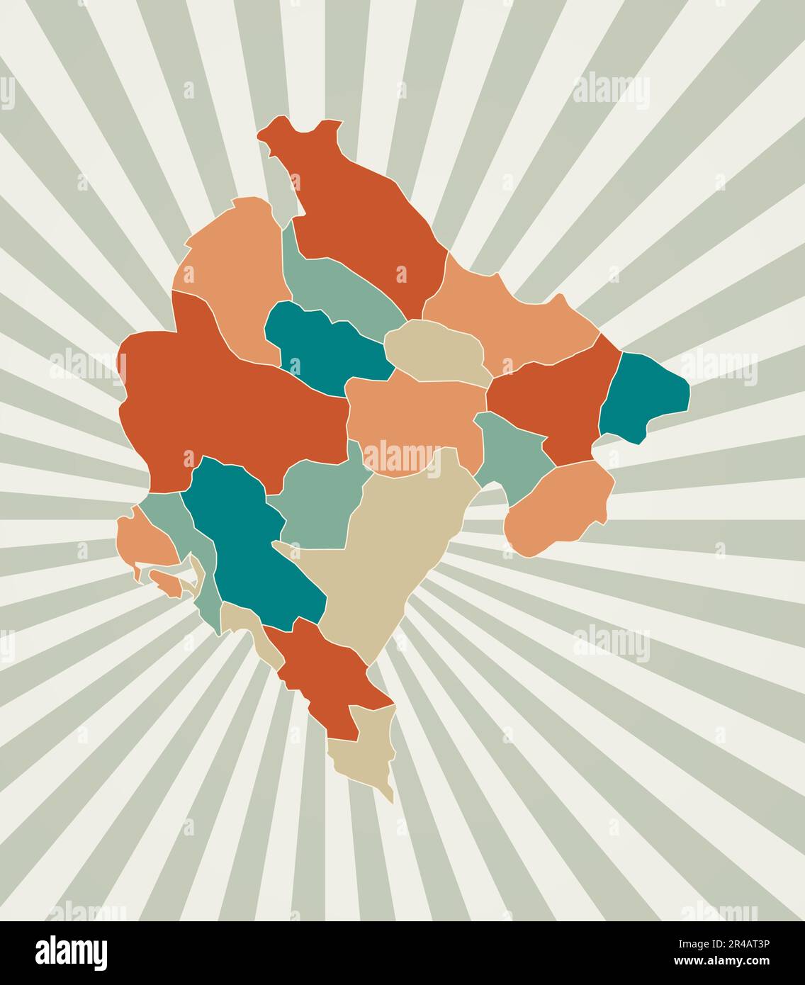 Montenegro map. Poster with map of the country in retro color palette ...