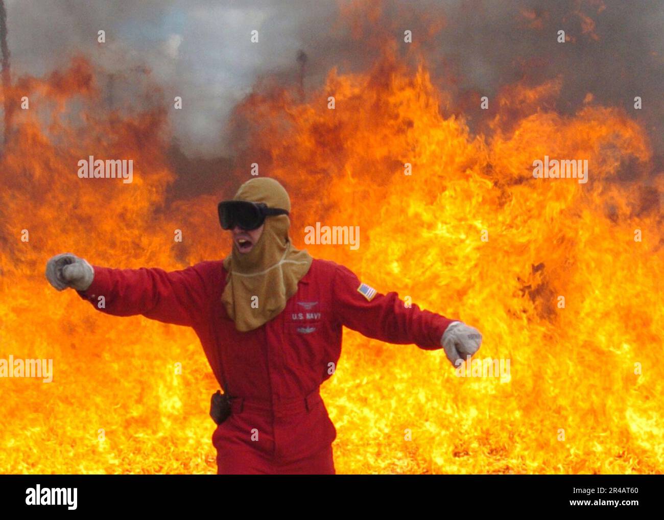 US Navy Lead instructor for basic flight deck firefighting, Aviation ...