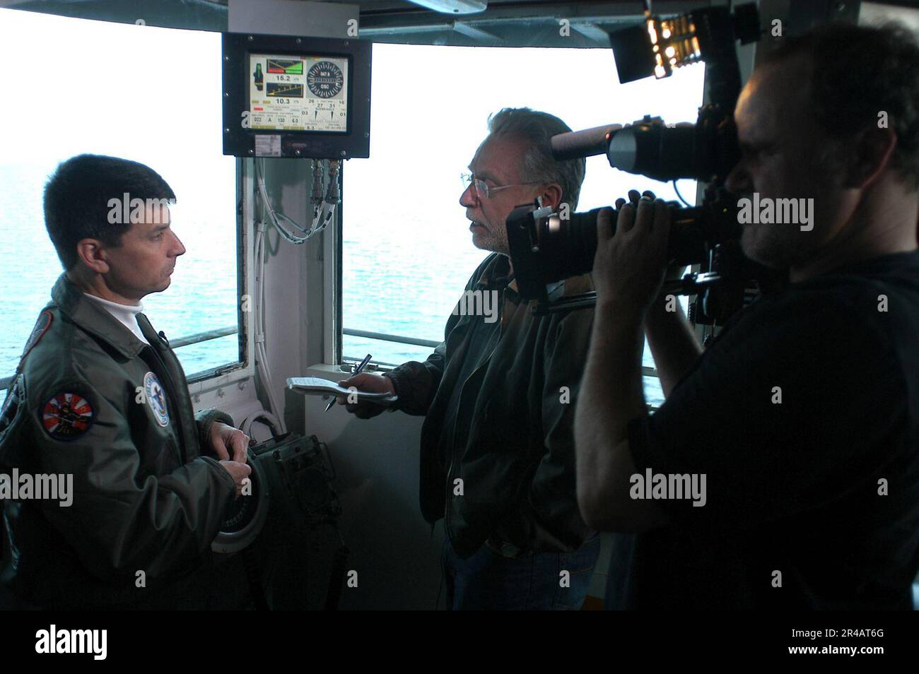 US Navy CNN Anchorman Wolf Blitzer interviews Commanding Officer, USS ...