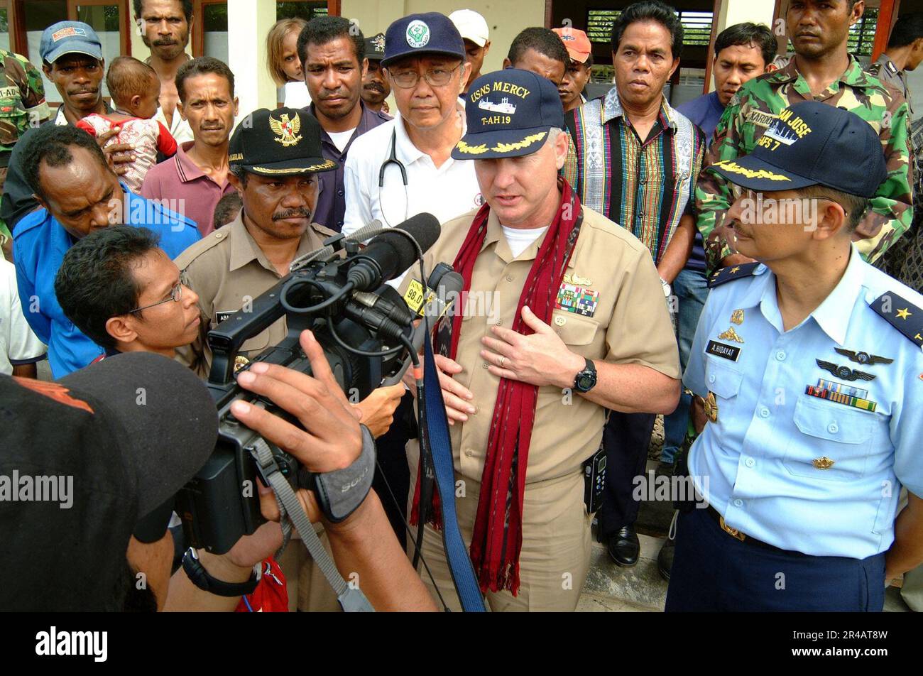 US Navy Commander Task Group 73.1, Commodore Tim McCully, answers ...