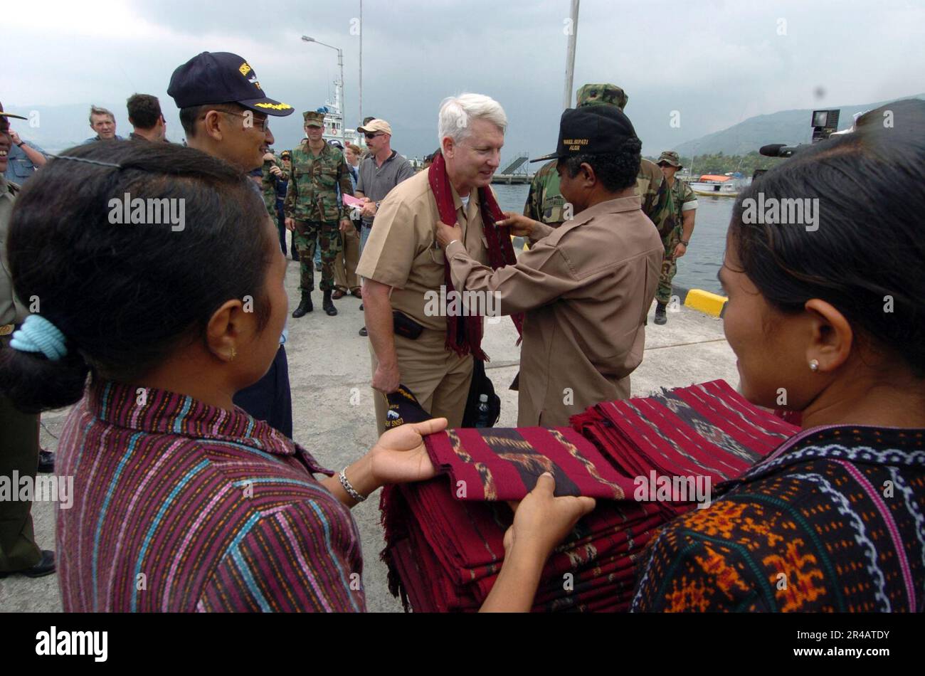 US Navy Commander Task Group 73.1, Commodore is welcomed to Alor ...