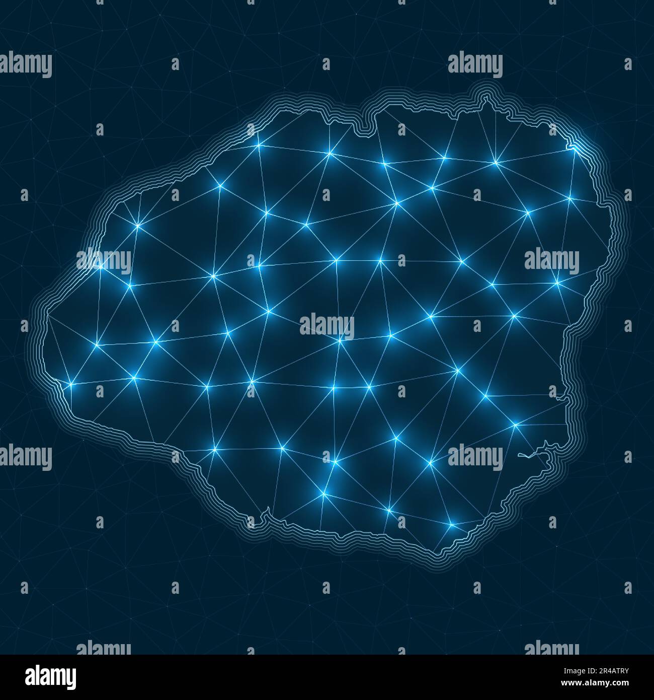 Kauai network map. Abstract geometric map of the island. Digital ...