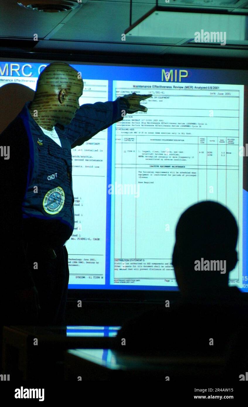 US Navy Lithographer's Mate 1st Class holds Periodic Maintenance System ...