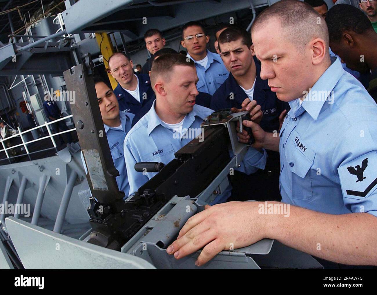US Navy Gunner's Mates conduct force protection training using the .50 ...