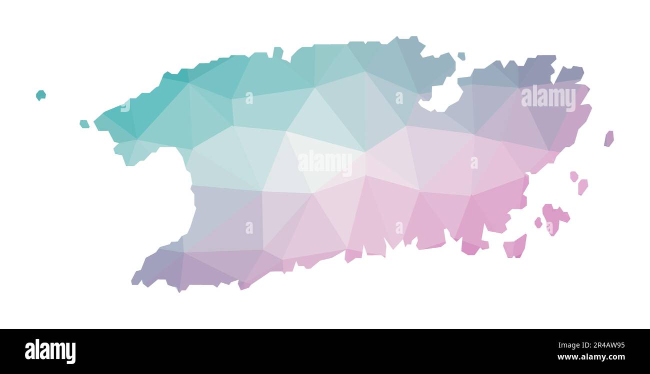 Polygonal map of Vis. Geometric illustration of the island in emerald ...