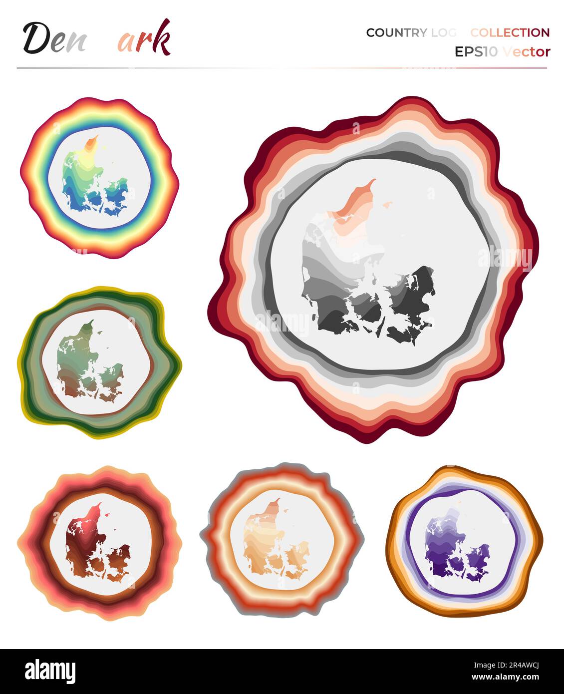 Denmark logo collection. Colorful badge of the country. Layers around ...