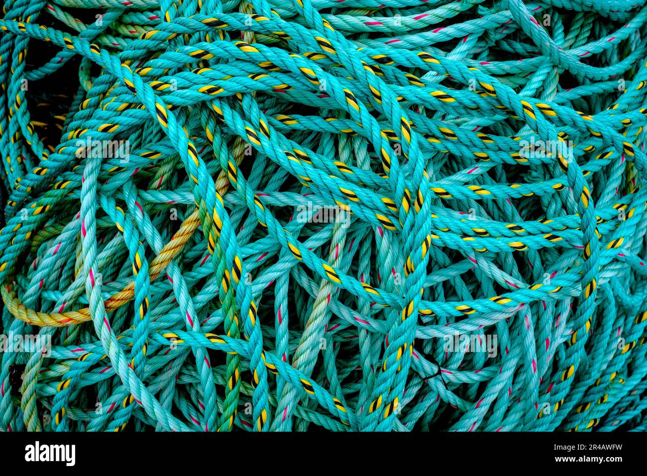 Fishing rope in the harbour in Arinagour, Island of Coll, Scotland ...