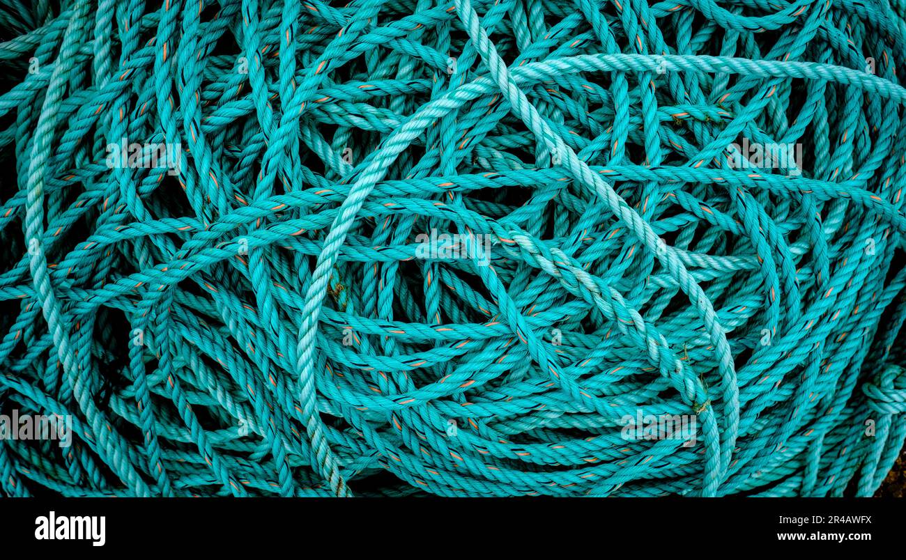 Fishing rope in the harbour in Arinagour, Island of Coll, Scotland ...