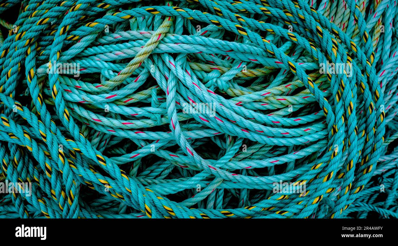 Fishing rope in the harbour in Arinagour, Island of Coll, Scotland ...