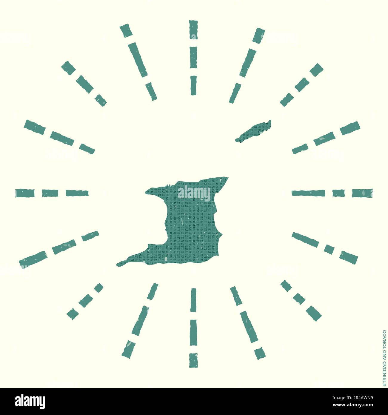 Trinidad and Tobago Logo. Grunge sunburst poster with map of the ...