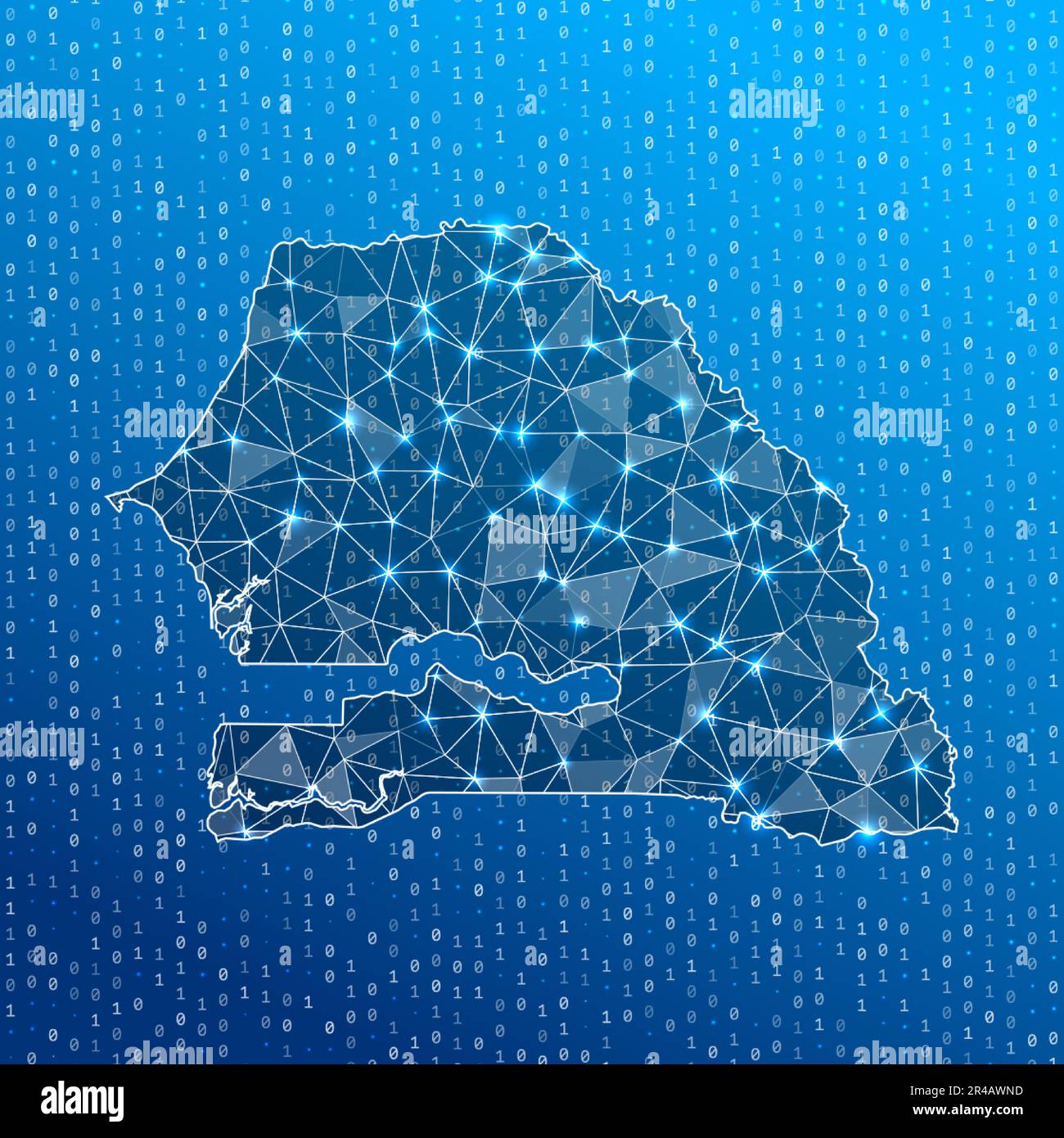 Network map of Senegal. Country digital connections map. Technology, internet, network ...