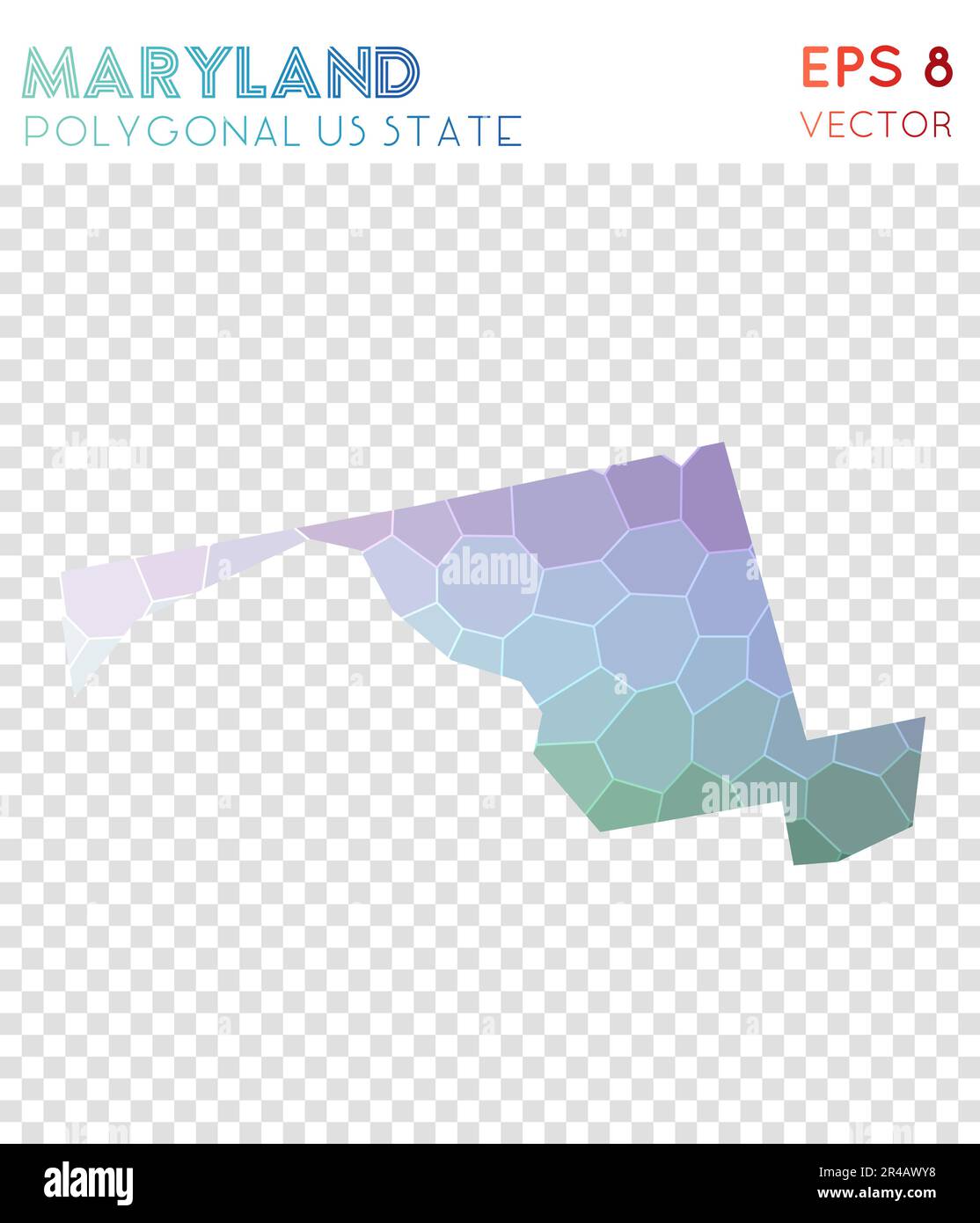 Maryland polygonal map, mosaic style US state. Wonderful low poly style ...
