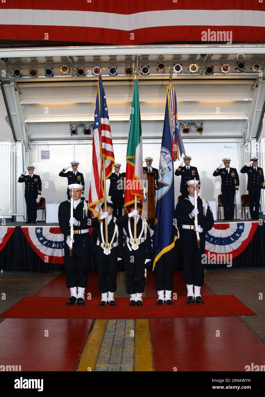 US Navy The Naval Air Station Sigonella color guard posts at the ...