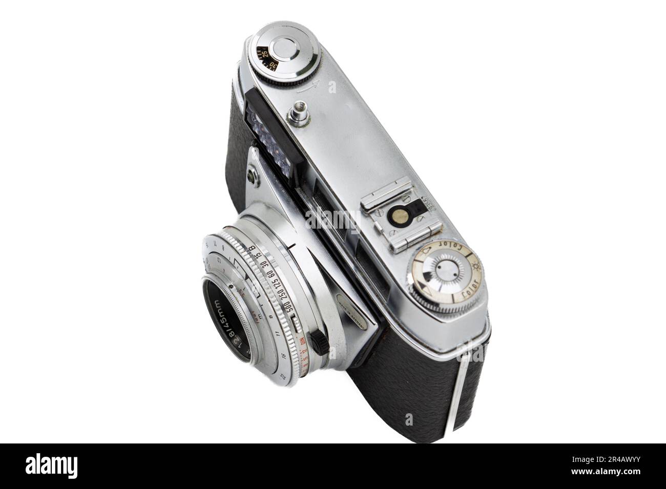 Vintage old retro camera used for amateur photography with a white ...