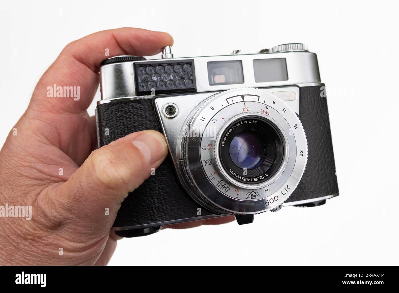 Vintage old retro camera used for amateur photography with a white ...