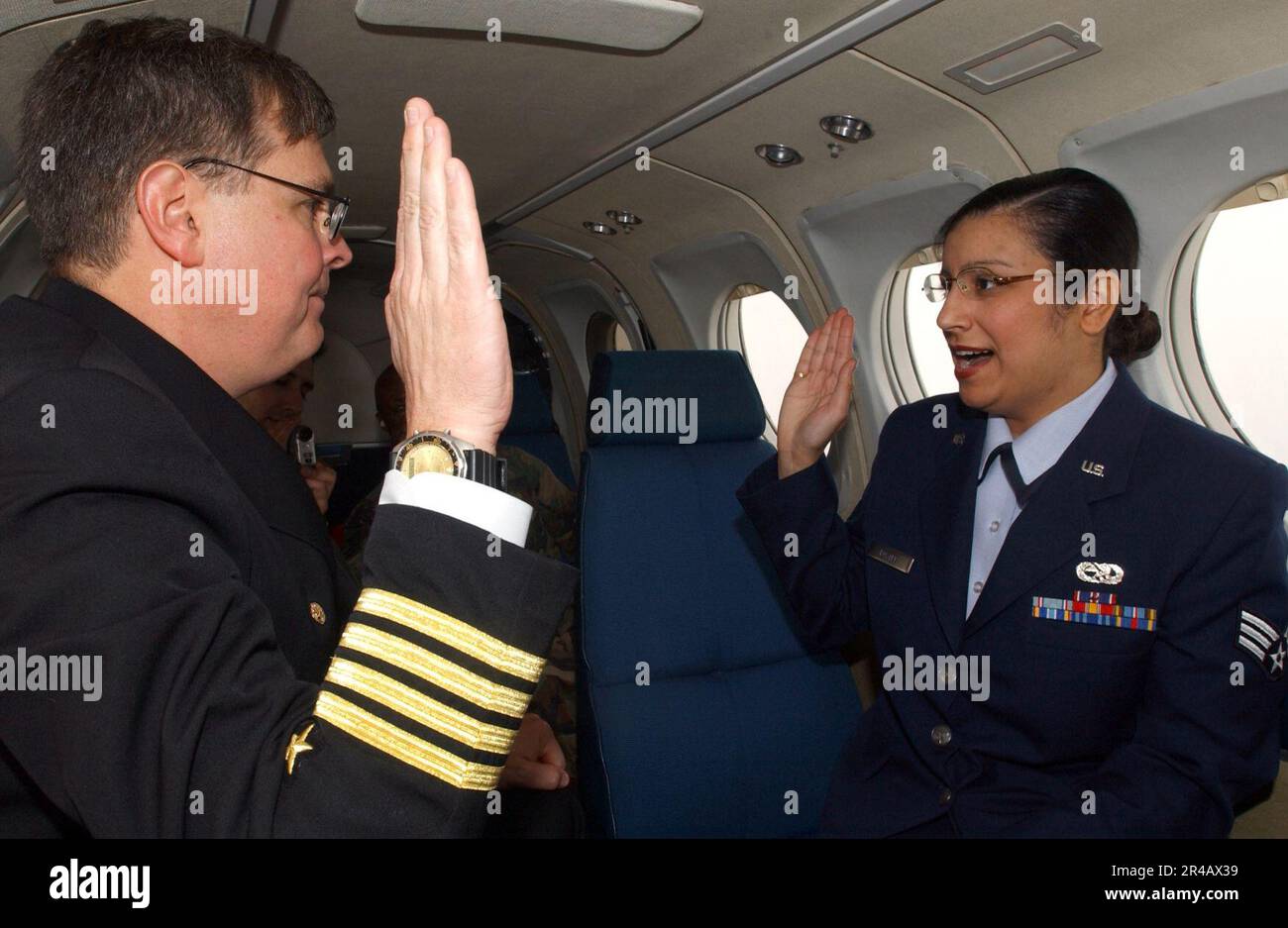 US Navy Commanding Officer, Naval Air Facility Misawa, Capt. reenlists ...
