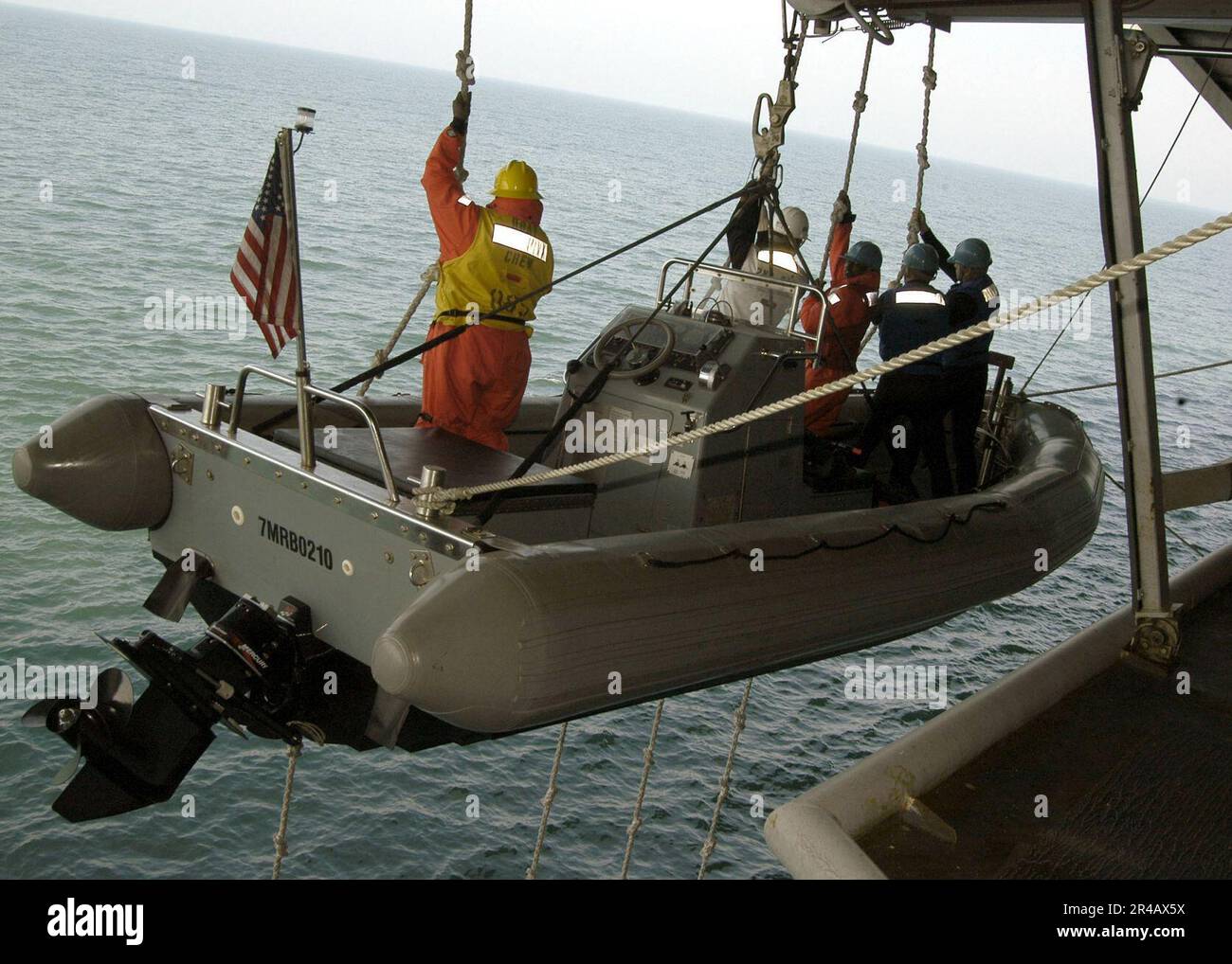 US Navy Deck Department personnel aboard the Nimitz-class aircraft ...