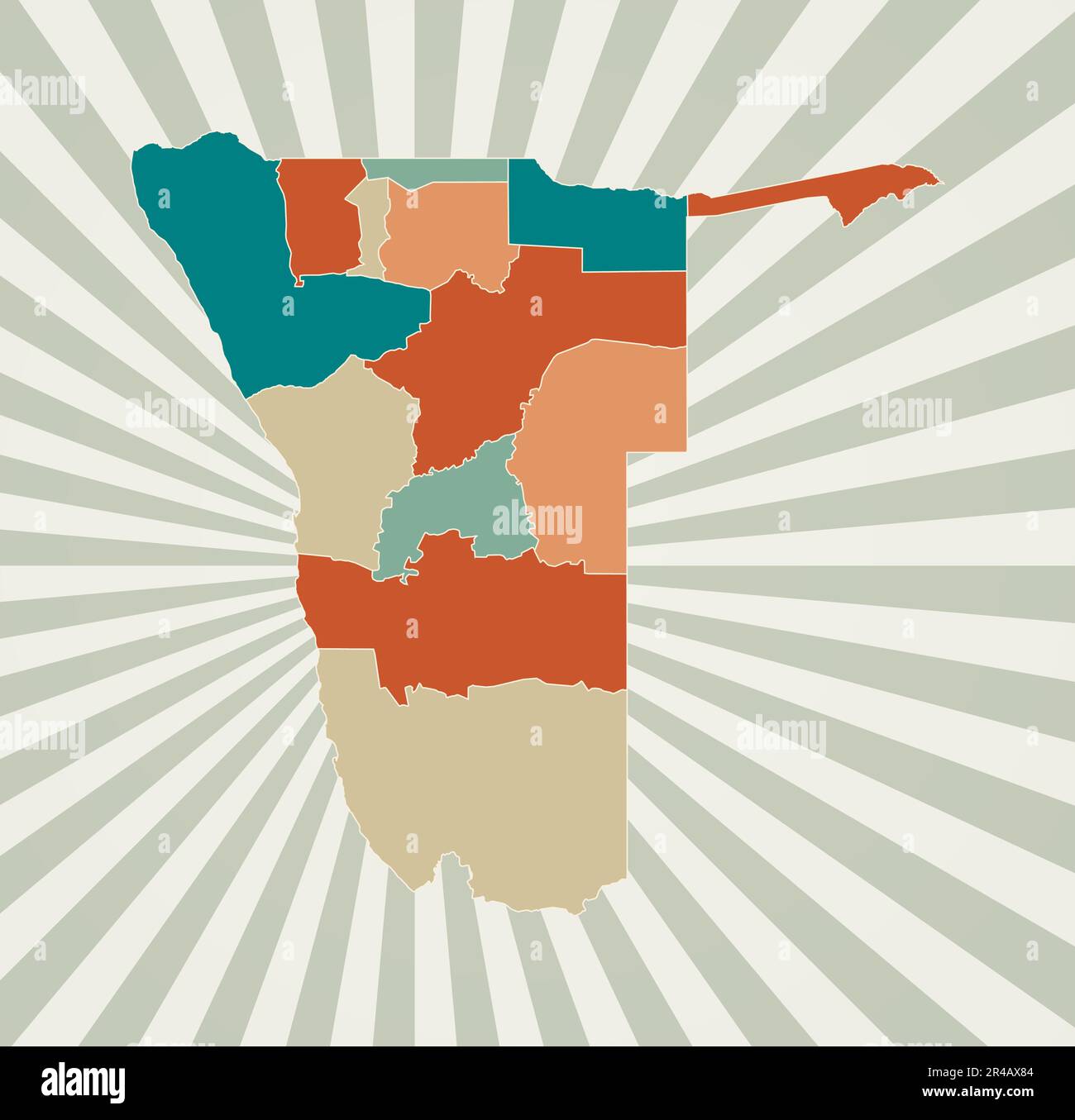 Namibia map. Poster with map of the country in retro color palette ...