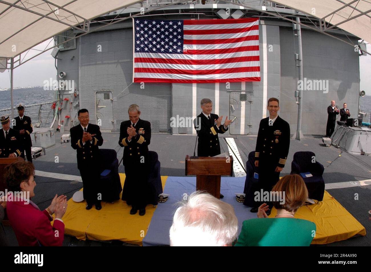 US Navy Commander, Carrier Strike Group Five, Rear Adm. Jamie Kelly and ...