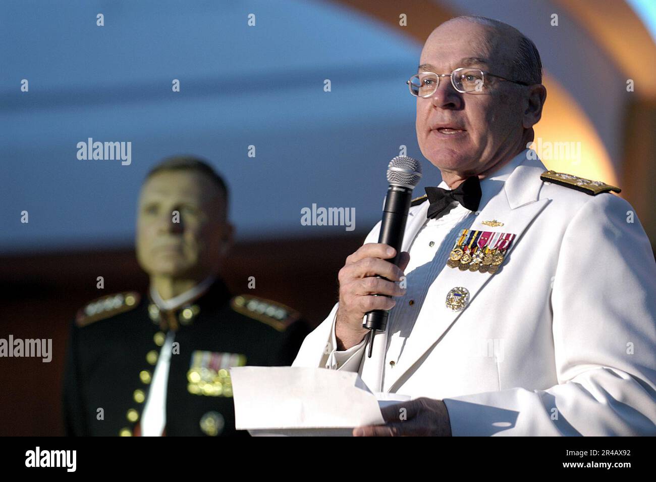US Navy Commandant of the Marine Corps Gen. Michael Hagee looks on as ...