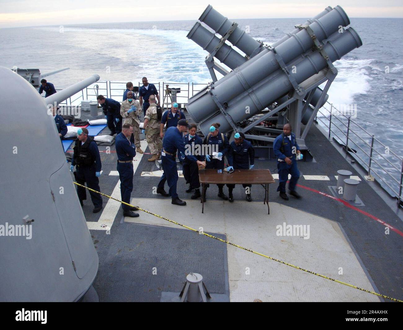 US Navy Sailors aboard the guided missile cruiser USS Normandy (CG 60 ...
